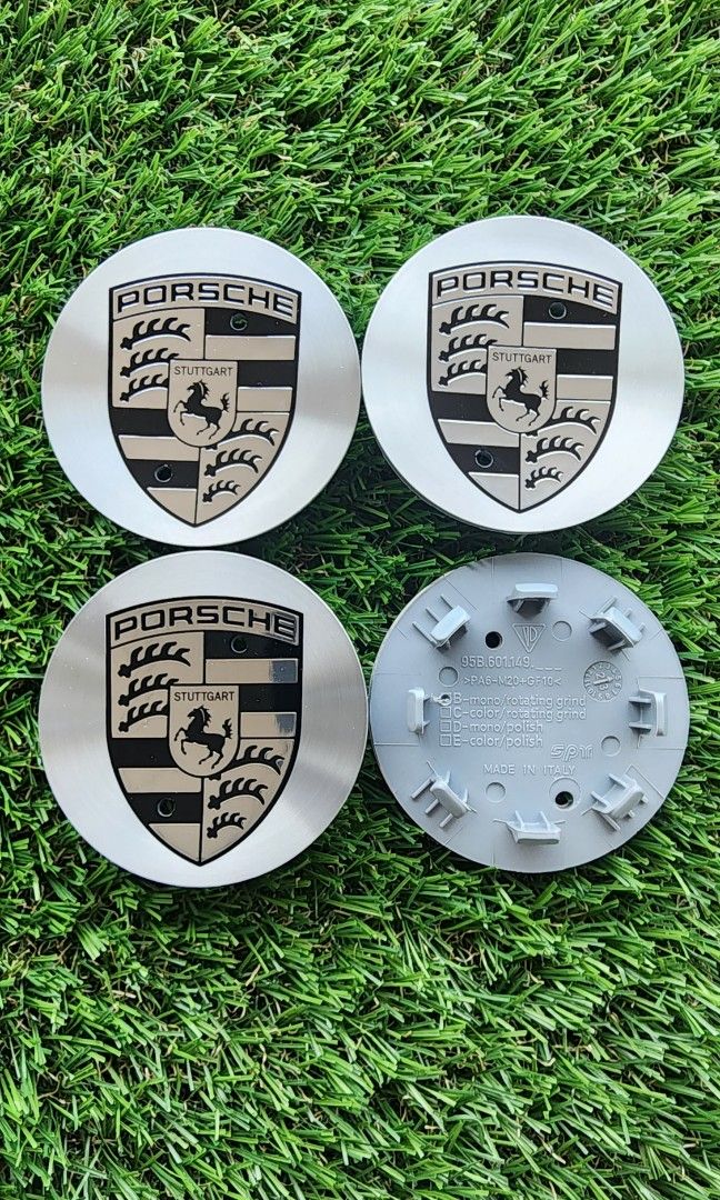 Porsche Hub Cap (4 pieces) - Concave, crest in black, RS Spyder ...