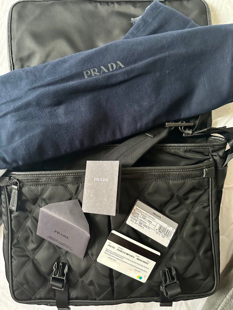 Prada gun metal bucket sling bag, Luxury, Bags & Wallets on Carousell
