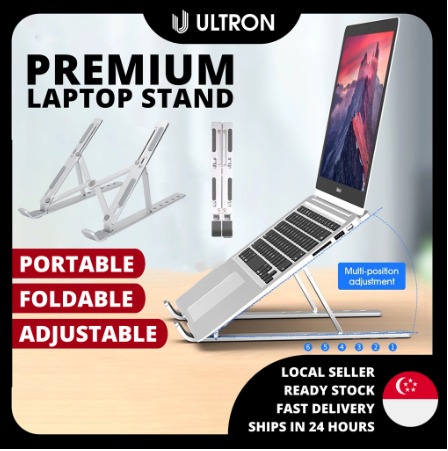 Premium Aluminum ABS Laptop Stand Foldable Portable Adjustable Height ...