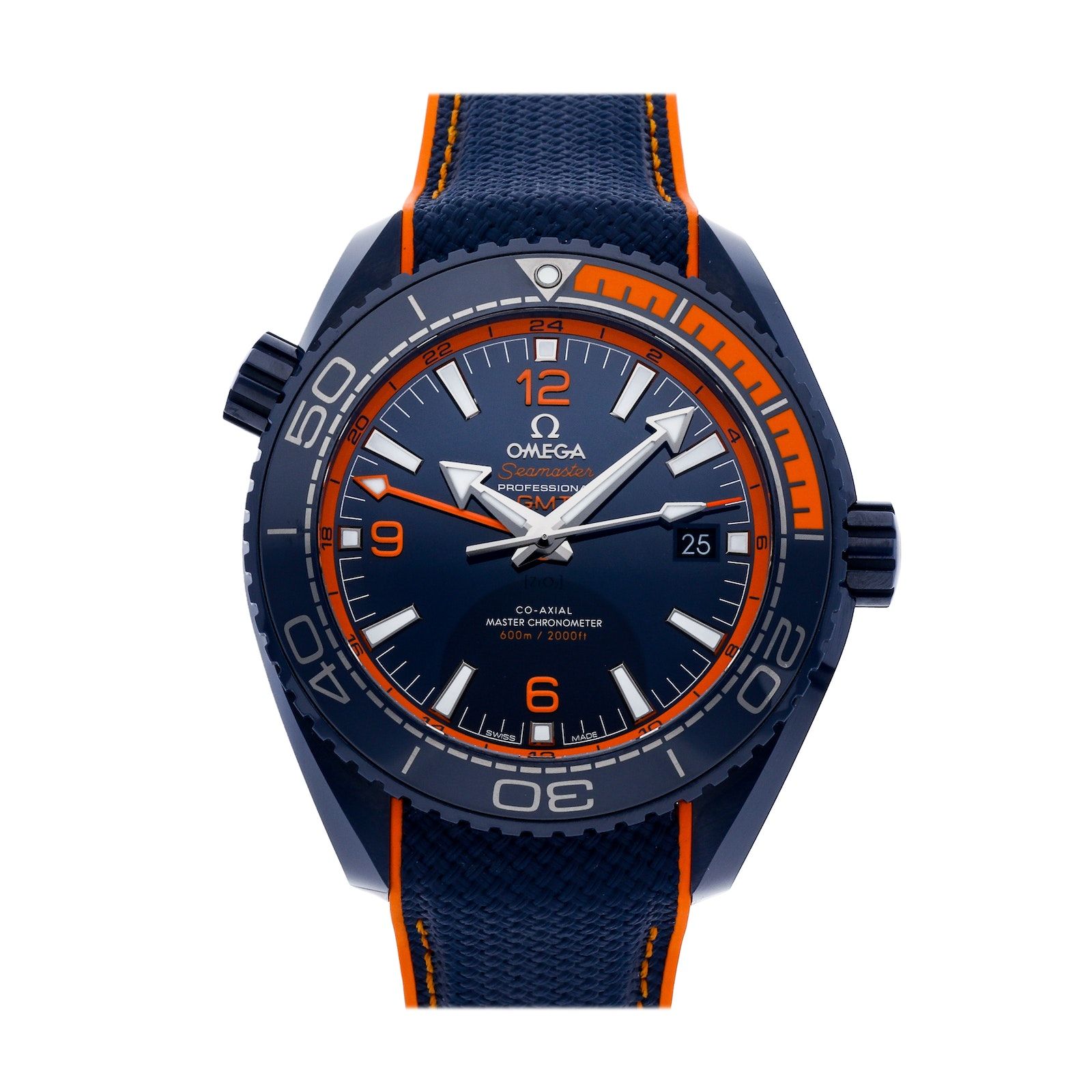 Pre-Owned Omega Seamaster Planet Ocean 600M GMT Big Blue 215, Luxury ...