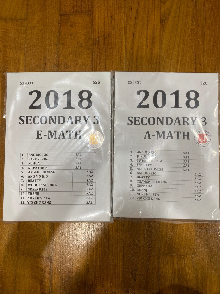 Sec 3 E math and A math past year papers, Hobbies & Toys, Books ...