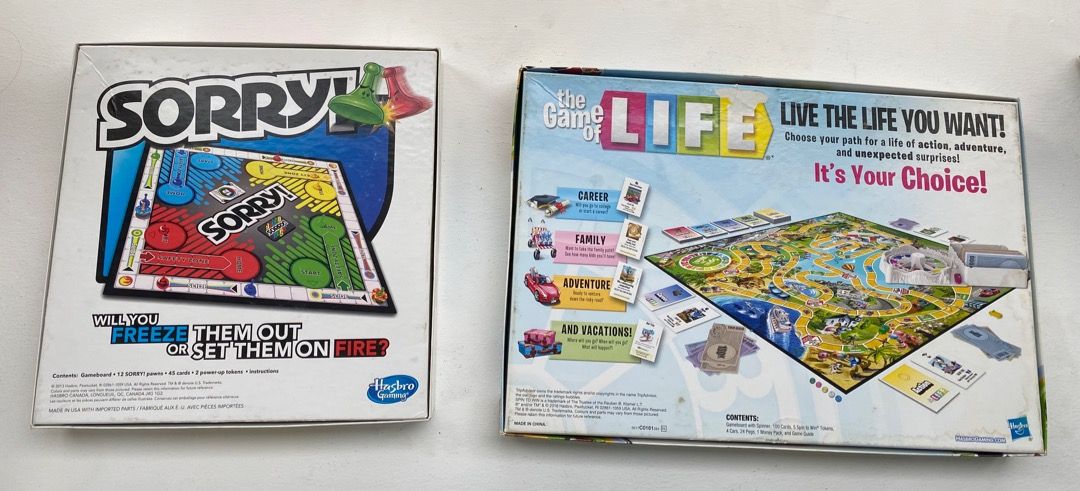 Sorry and The Game Of Life, Hobbies & Toys, Toys & Games on Carousell