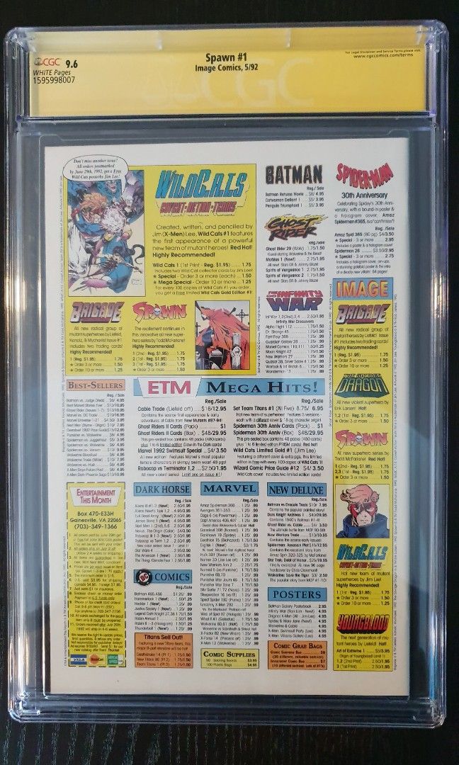 Spawn #1 CGC 9.6 SS (1992, 1st Series, Image) 1st Issue & 1st ...