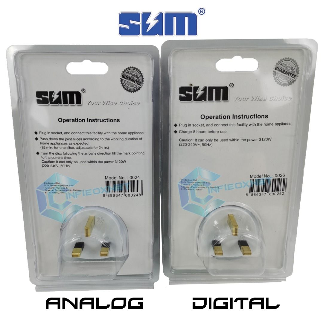 Sum 24 Hours Programmer Timer 3 Pin Plug In Digital Timer With Sirim Tv And Home Appliances