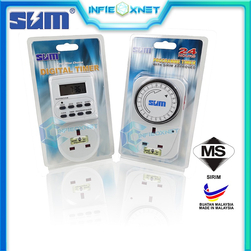 Sum 24 Hours Programmer Timer 3 Pin Plug In Digital Timer With Sirim Tv And Home Appliances