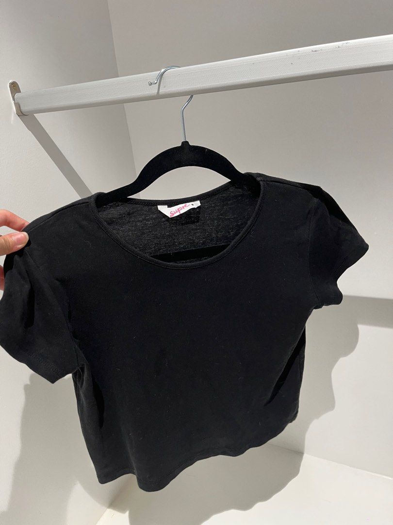 supre basic black cropped top on Carousell
