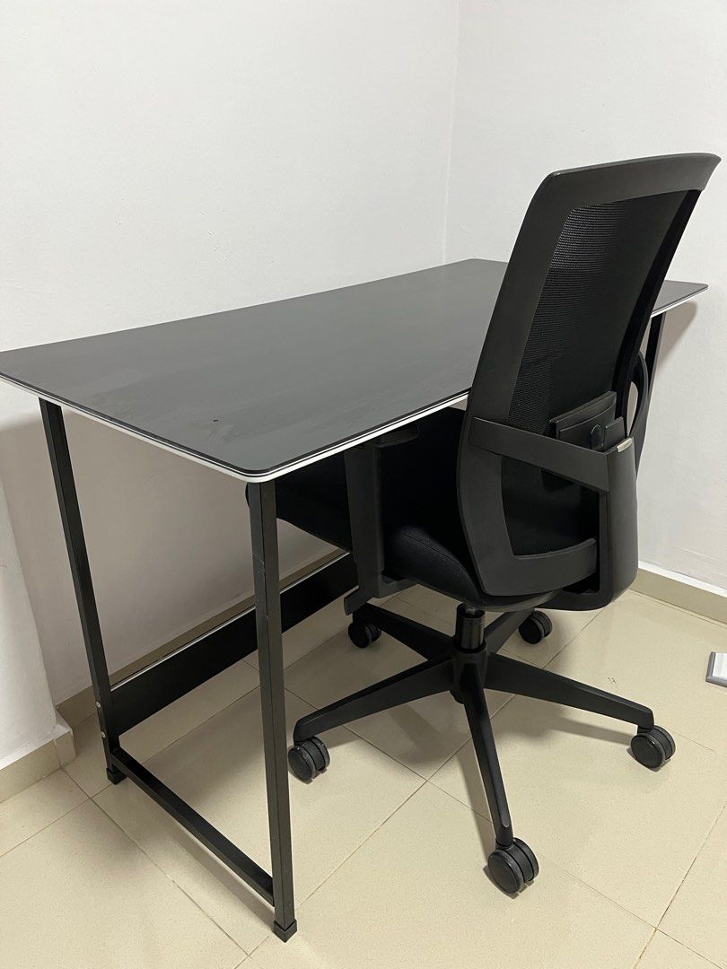 Table and office chair, Furniture & Home Living, Furniture, Tables ...