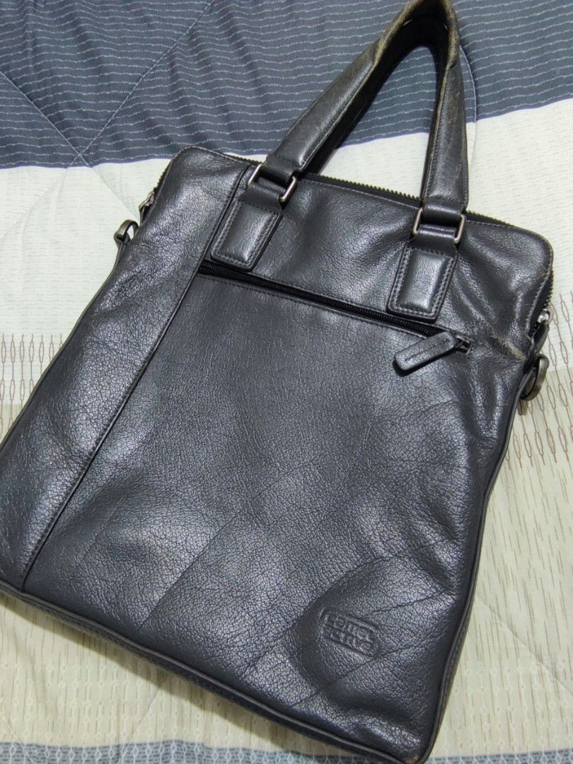Tas Kerja Kulit Pria Camel Active (Man Rustic Grey Leather Bag), Fesyen ...