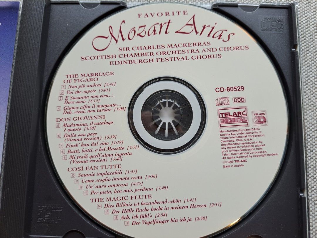 Telarc CD: Favourite Mozart Arias, Hobbies & Toys, Music & Media, CDs ...
