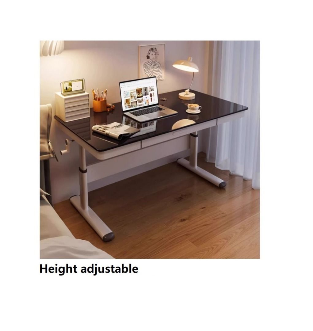 Tempered glass Height adjustable Computer Table, D8, (Computer Table ...