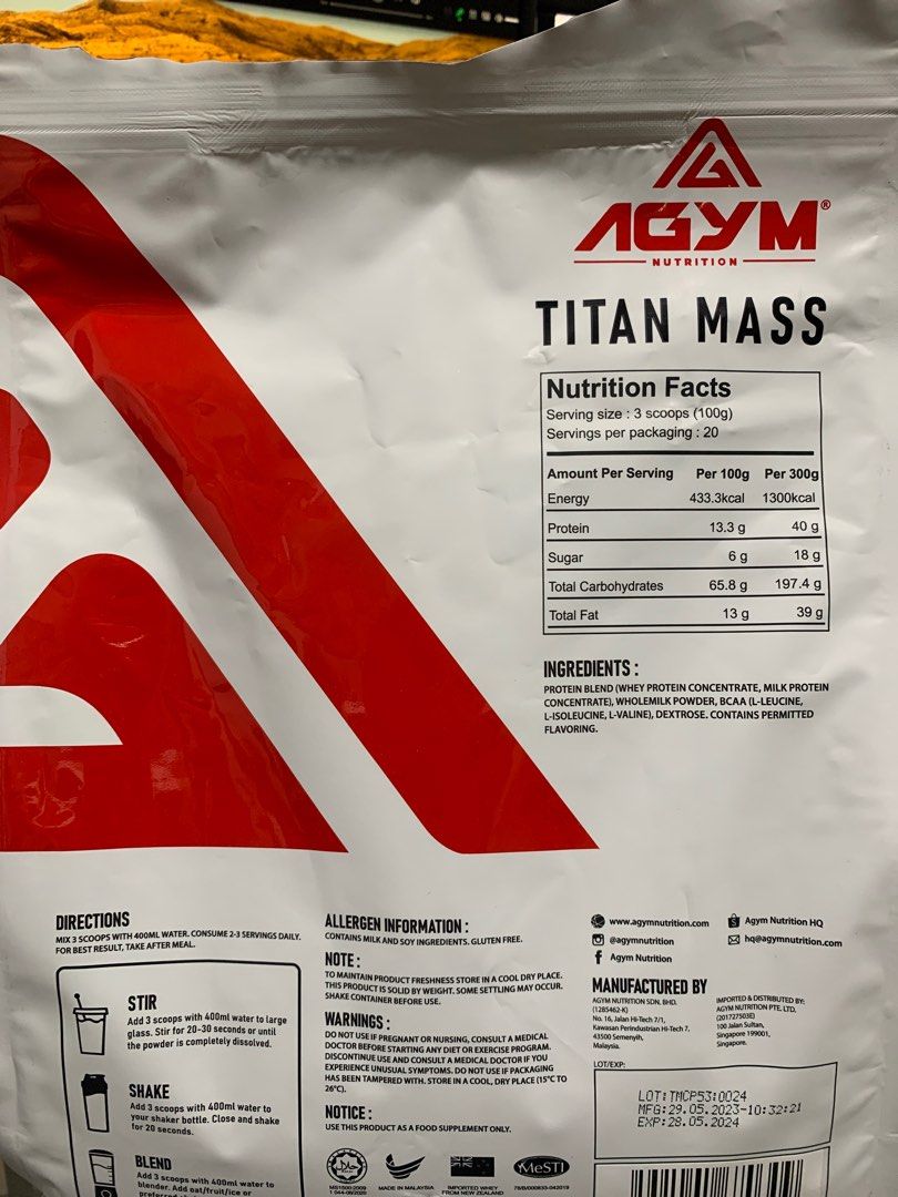 Titan Mass Protein Shake (Flavour Italian Cappuccino), Health ...
