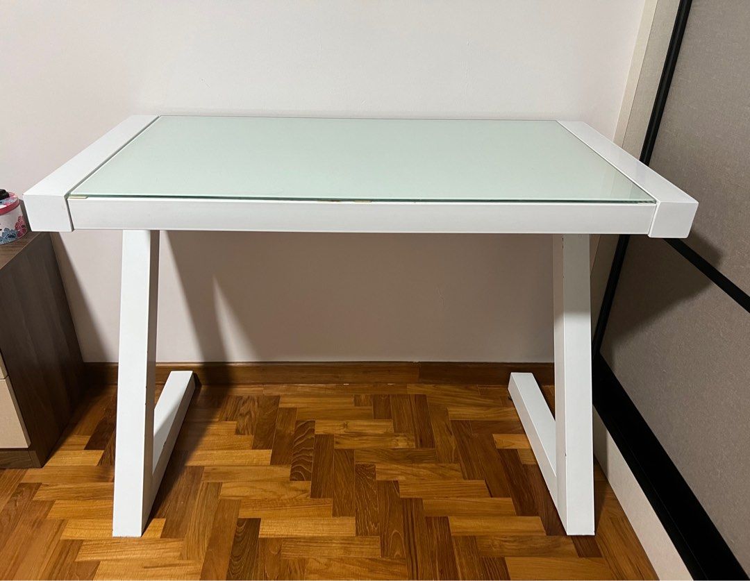 Used Tempered Glass Study Table, Furniture & Home Living, Furniture ...