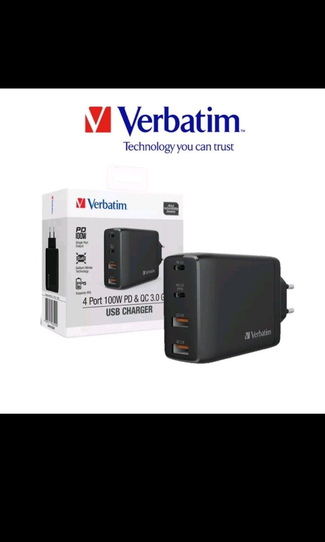 Verbatim 100W GaN Charger, Video Gaming, Gaming Accessories, Cables ...