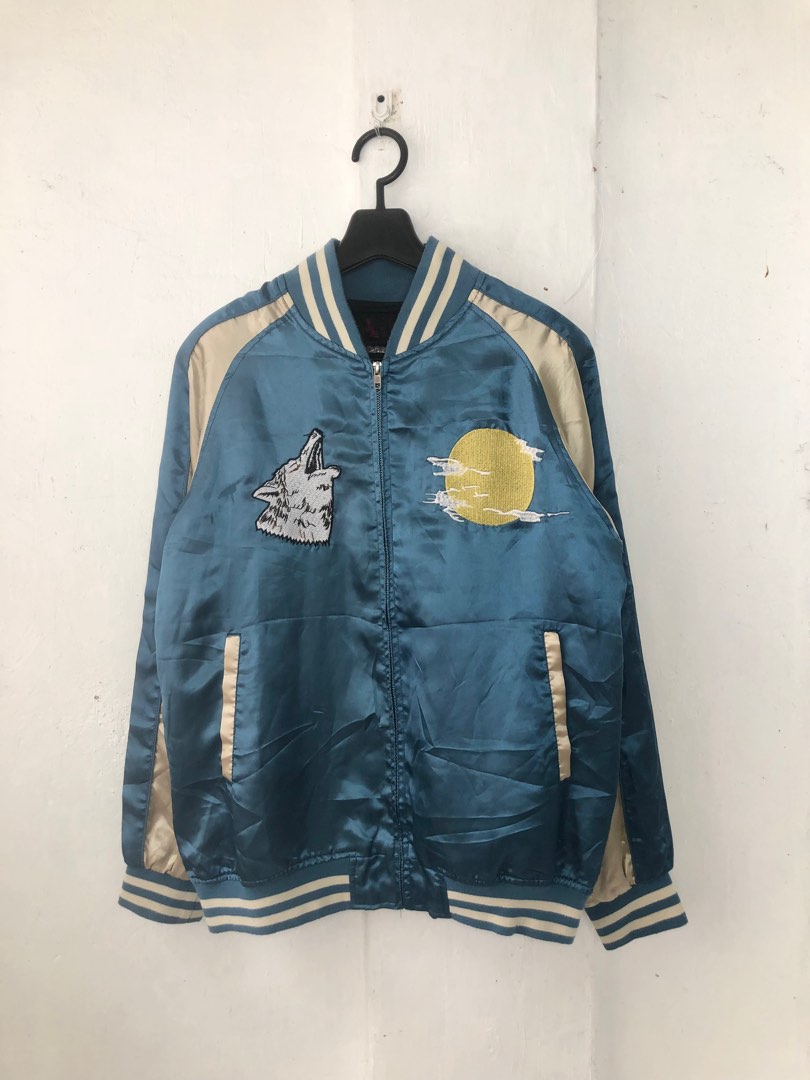 Vintage Japan Sukajan Sakura Wolf Jacket on Carousell