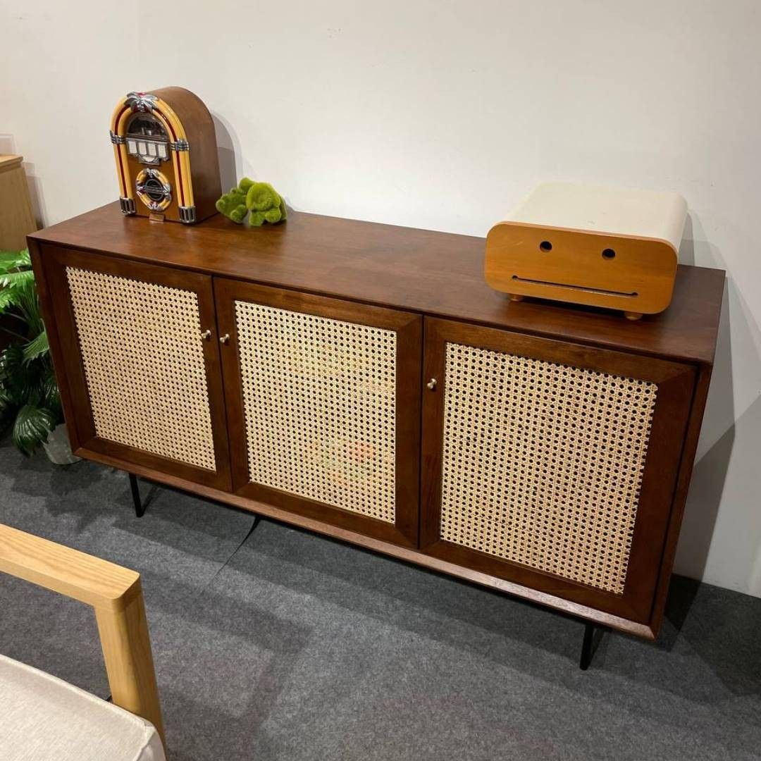 Walnut Rattan Sideboard, Furniture & Home Living, Furniture, Shelves ...