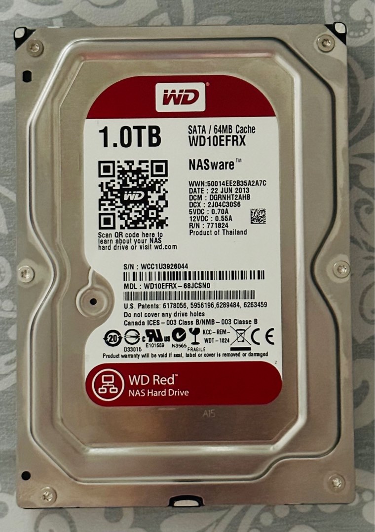 WD Red 1TB HDD , 3.5”, Computers & Tech, Parts & Accessories, Hard ...