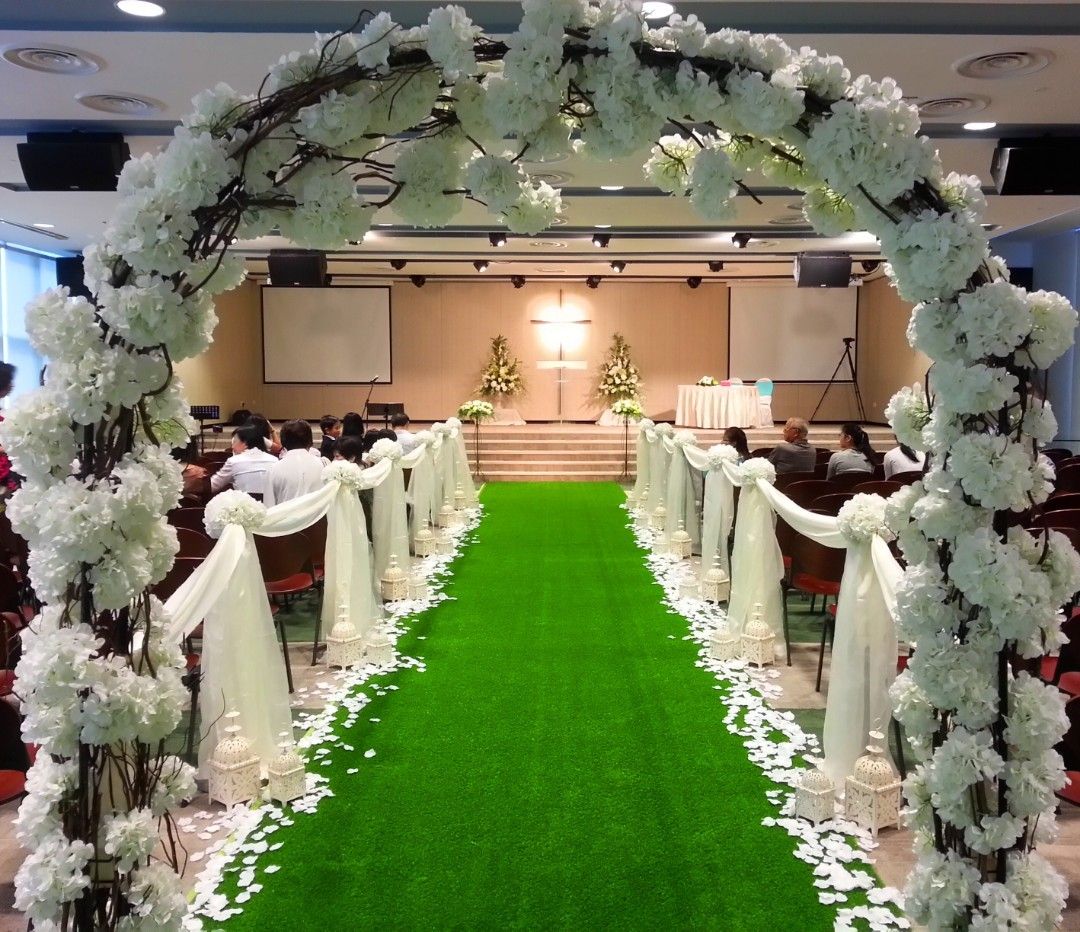 Wedding ceremony setup pakej perkahwinan pelamin garden theme church ...