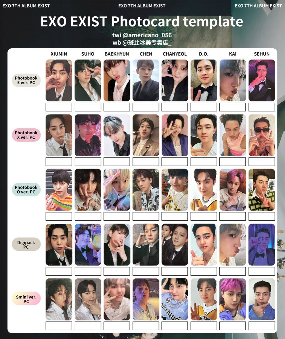 WTT EXO EXIST PHOTOBOOK SMINI DIGIPACK PHOTOCARDS, Hobbies & Toys, Memorabilia & Collectibles, K ...