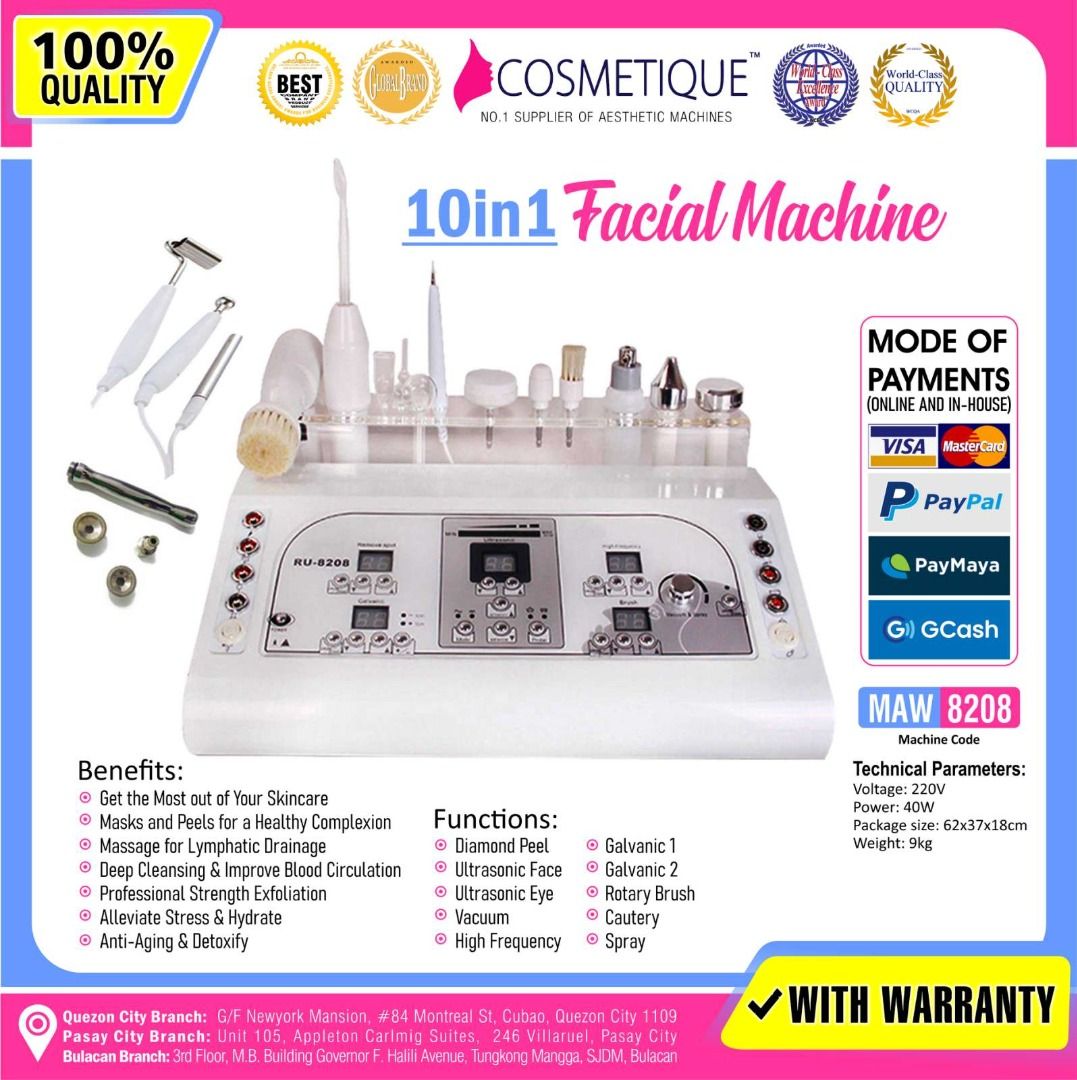 10in1 Facial Machine with Skin Scrubber & Hot and Cold Hammer on Carousell