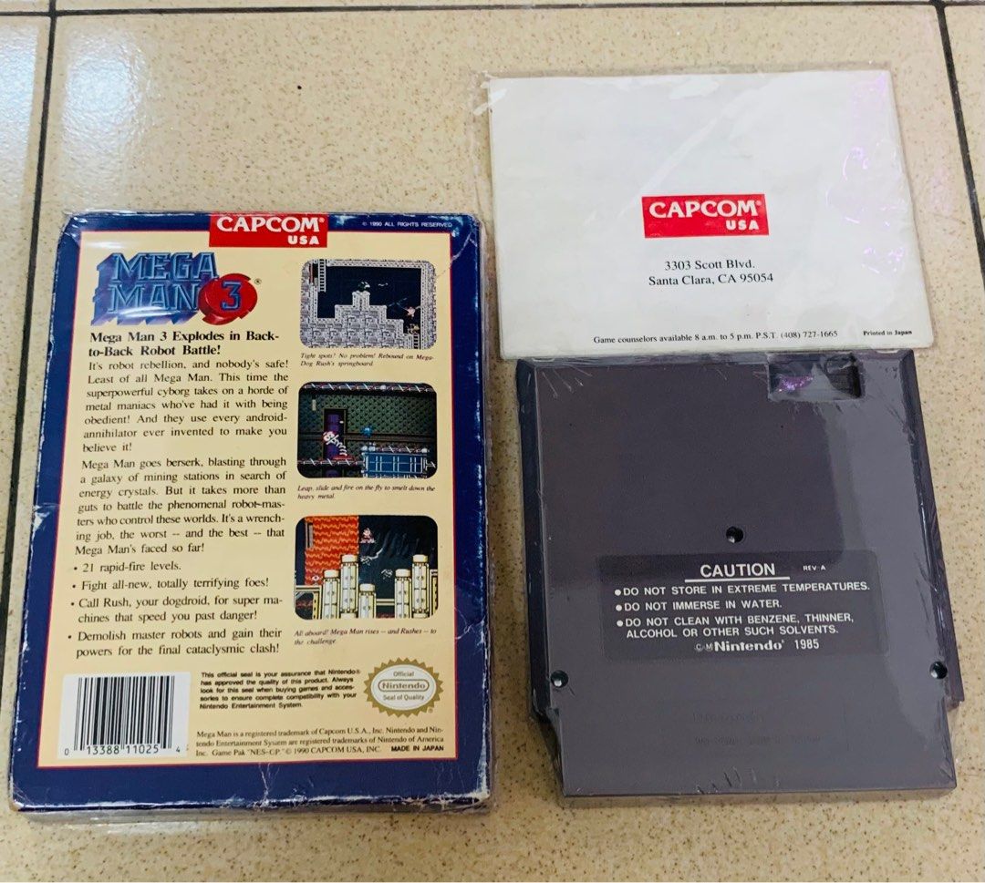 1990 Nintendo NES mega man 3 (no writing variant) rare, Video Gaming ...
