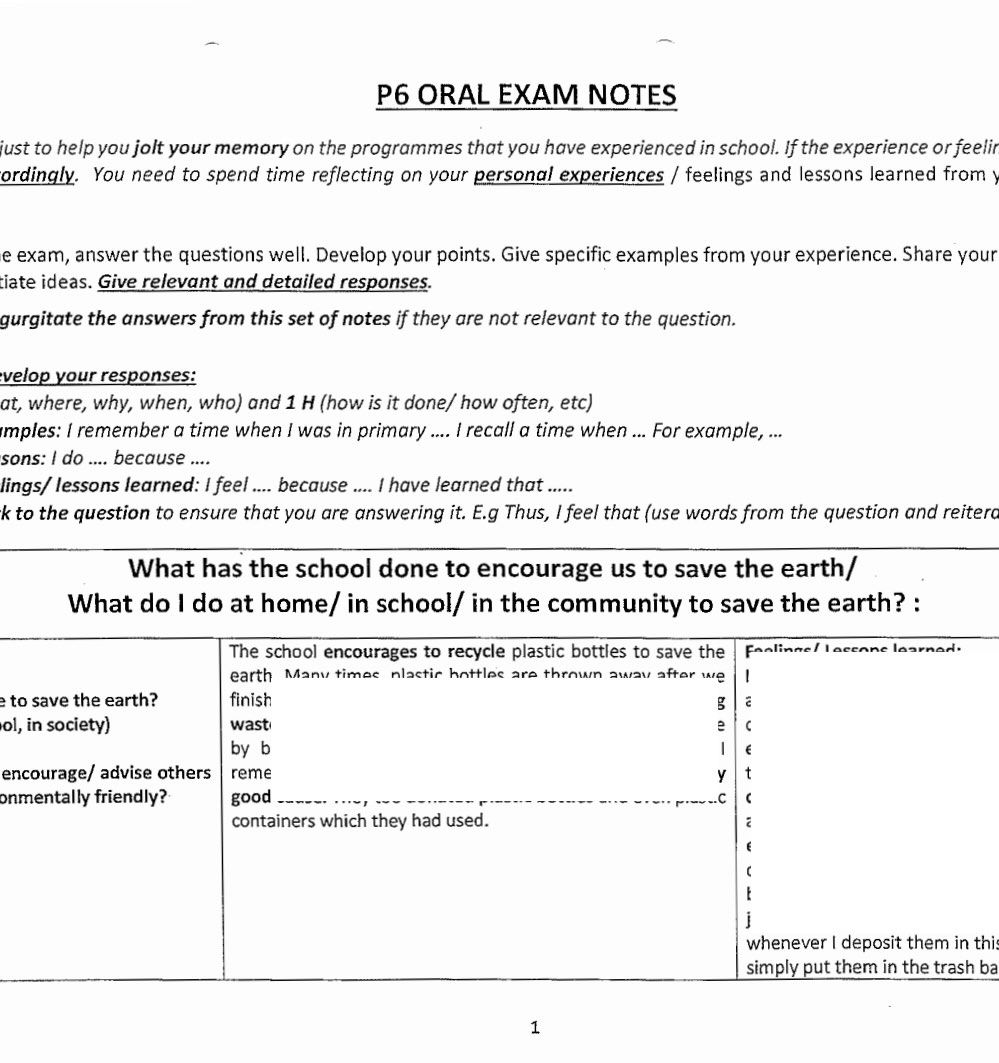 2023 PSLE ENGLISH Stimulus Based Conversation Questions Oral Notes ...