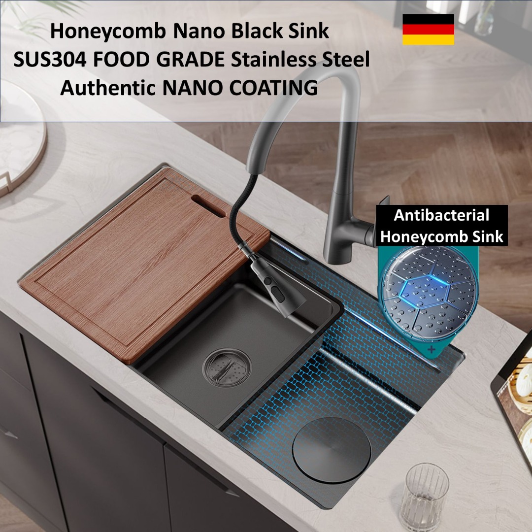 Authentic Honeycomb Nano Sink / Black Kitchen Sink / Gun Metal Sink ...