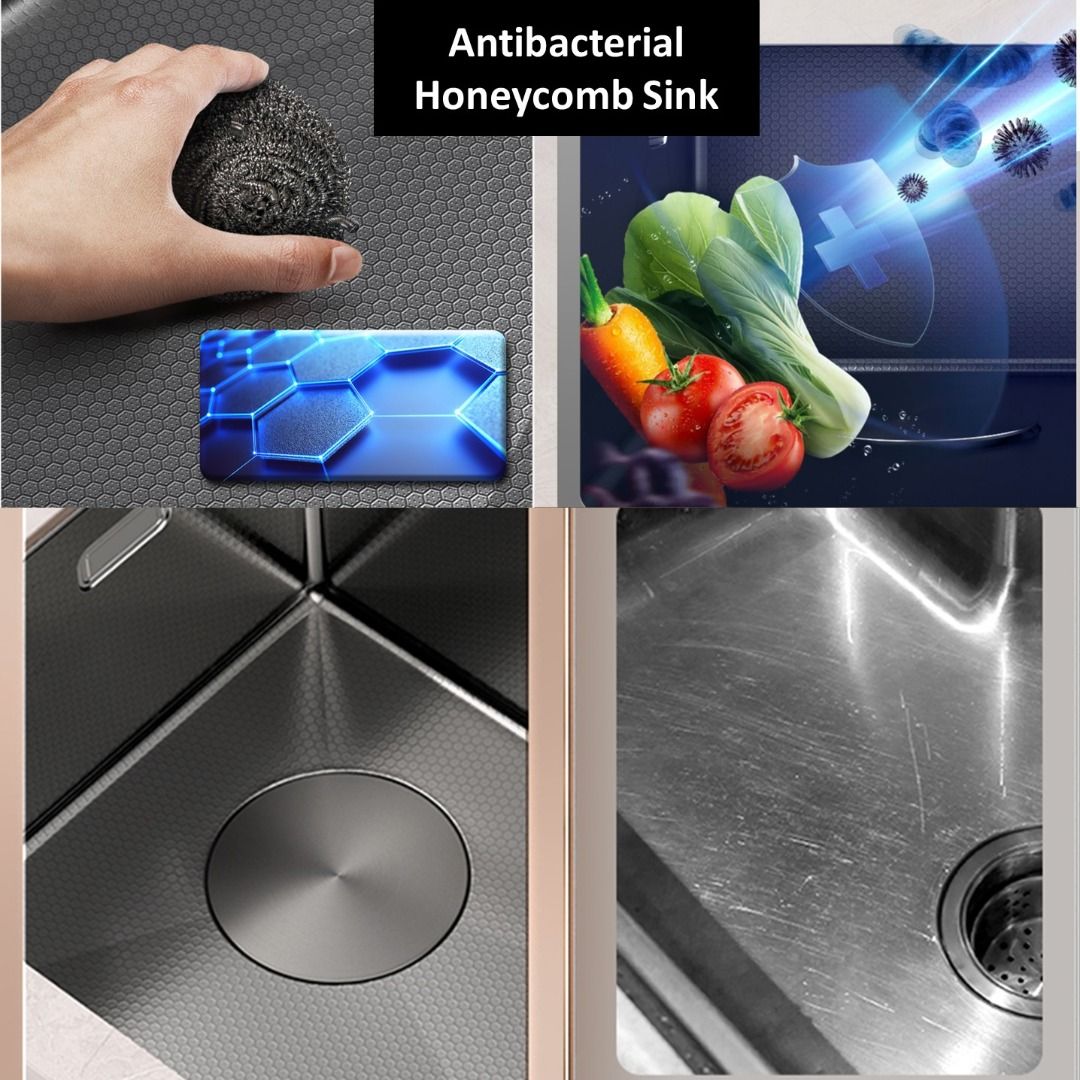 Authentic Honeycomb Nano Sink / Black Kitchen Sink / Gun Metal Sink ...