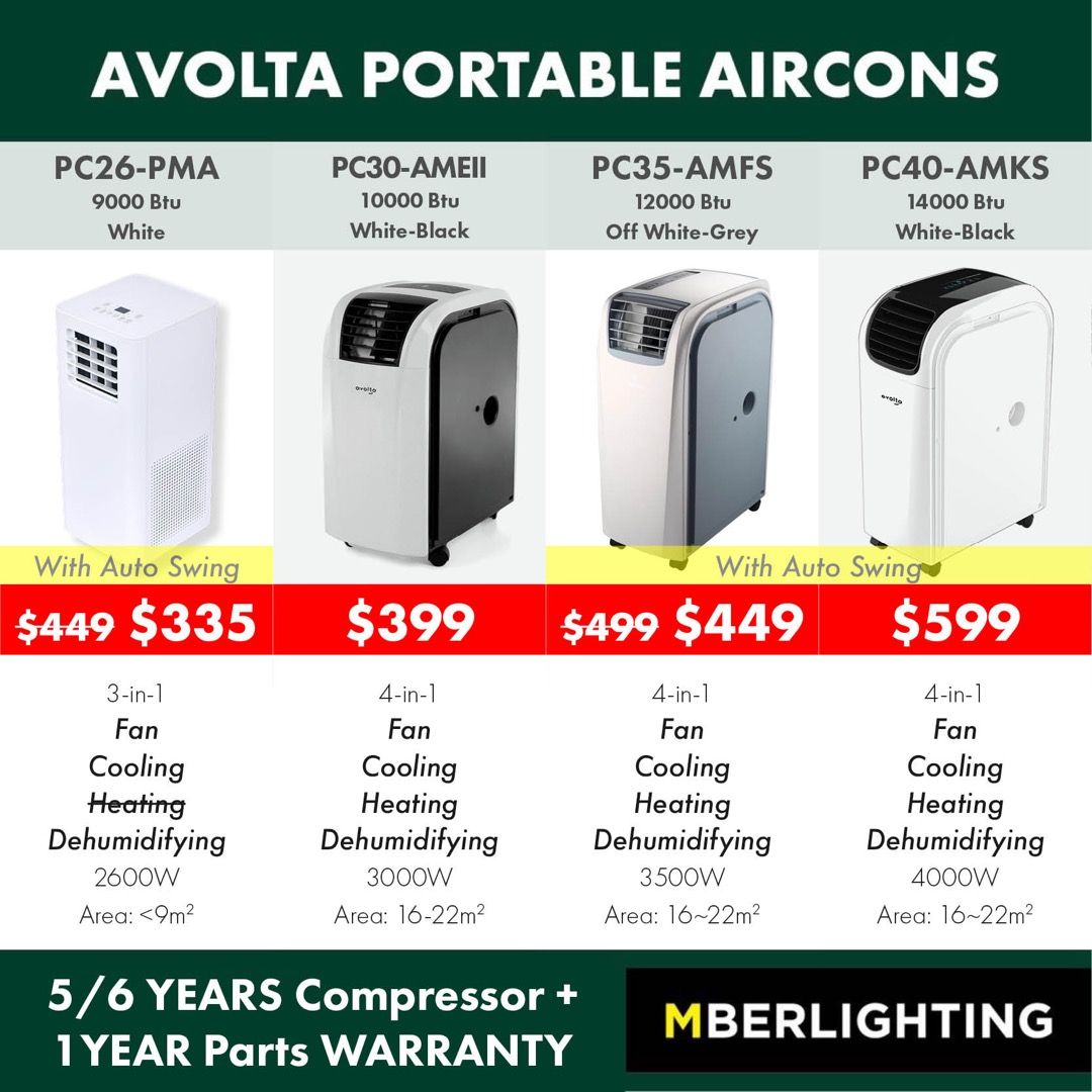 Avolta Portable Aircon 9K/10K/12K/14K BTU, TV & Home Appliances, Air ...