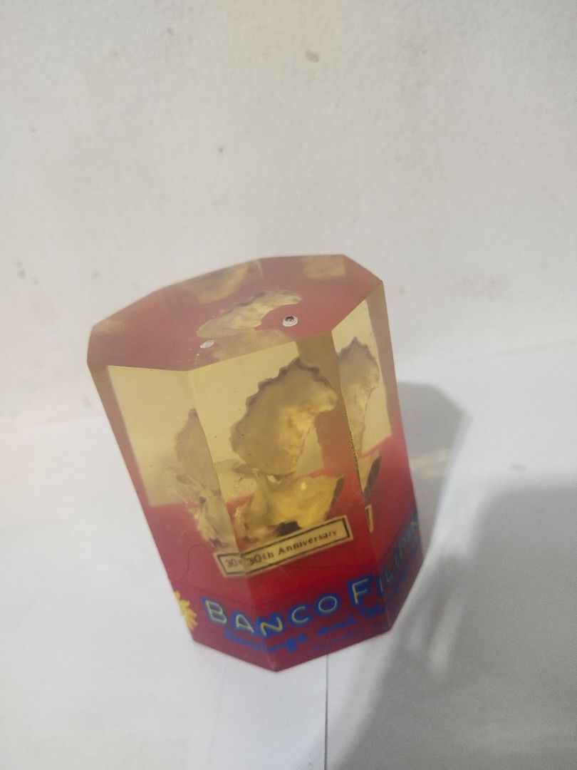 "Banco Filipino" 30th Anniversary Souvenir/Clear Resin-encased Acrylic ...