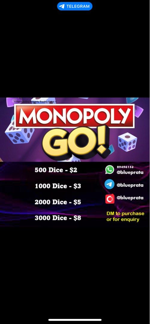 MONOPOLY GO DICE, Tickets & Vouchers, Store Credits on Carousell