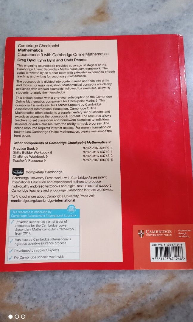Cambridge Checkpoint Mathematics Coursebook 9, Hobbies & Toys, Books ...