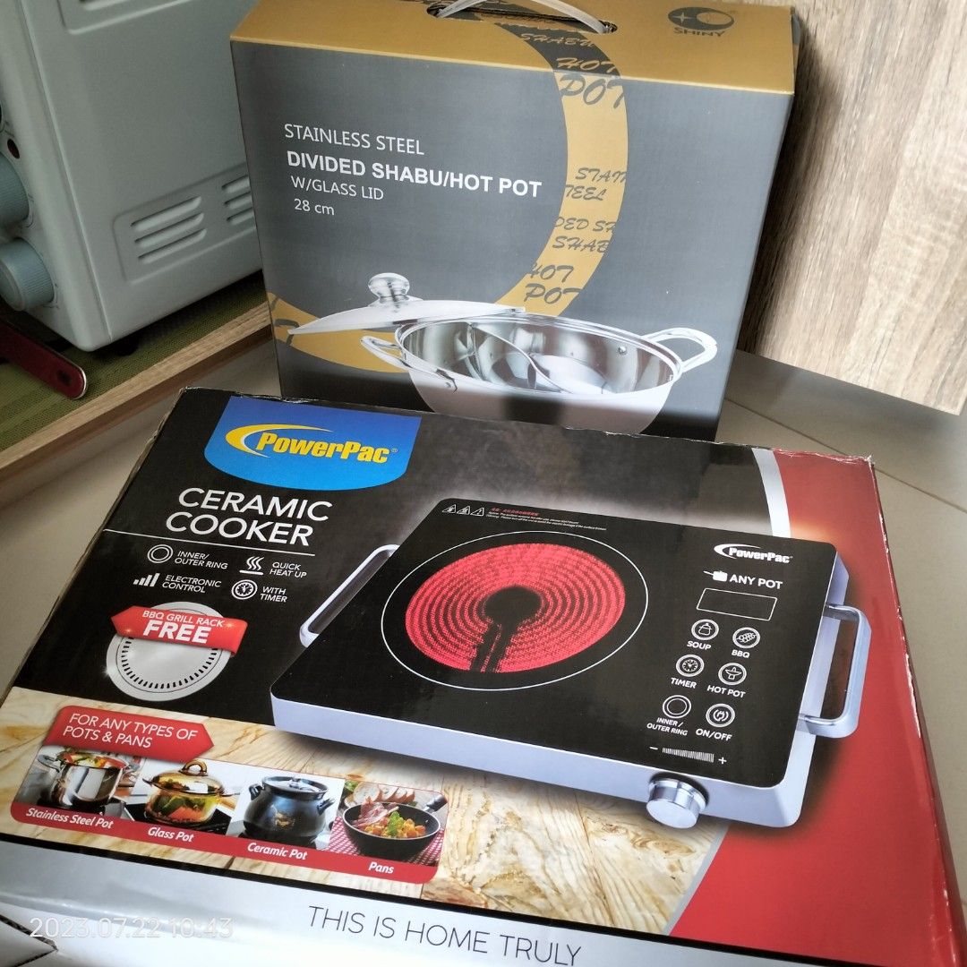 Powerpac Ceramic Cooker with BBQ plate Grilll, steam boat and BBQ ...