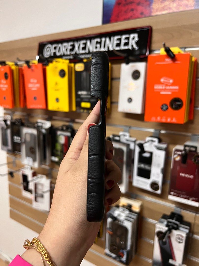 Coach Leather Slim Wrap for iPhone 14 Pro - Black Emboss Signature C Pebbled Leather (Barcode ...