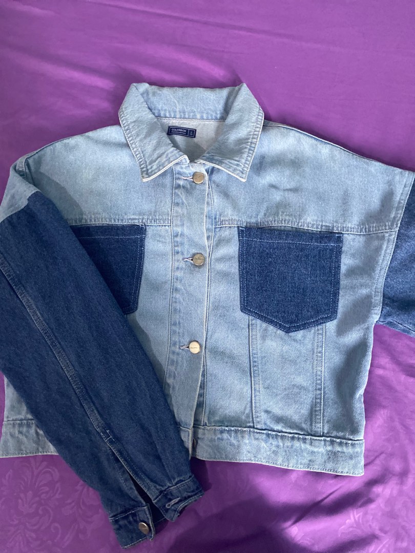 COLORBOX Denim jacket, Fesyen Wanita, Pakaian Wanita, Atasan di Carousell