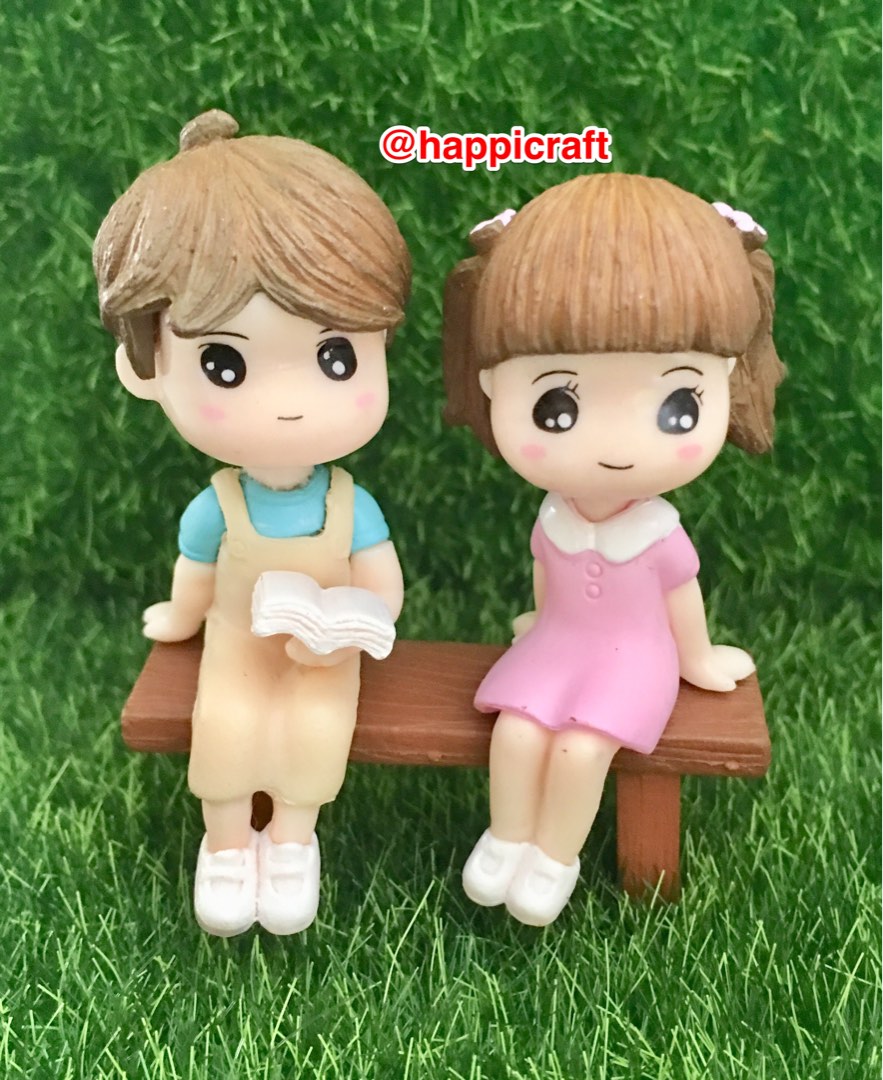 Terrarium Figurines / Terrarium Boy and Girl with Bench / Miniature ...