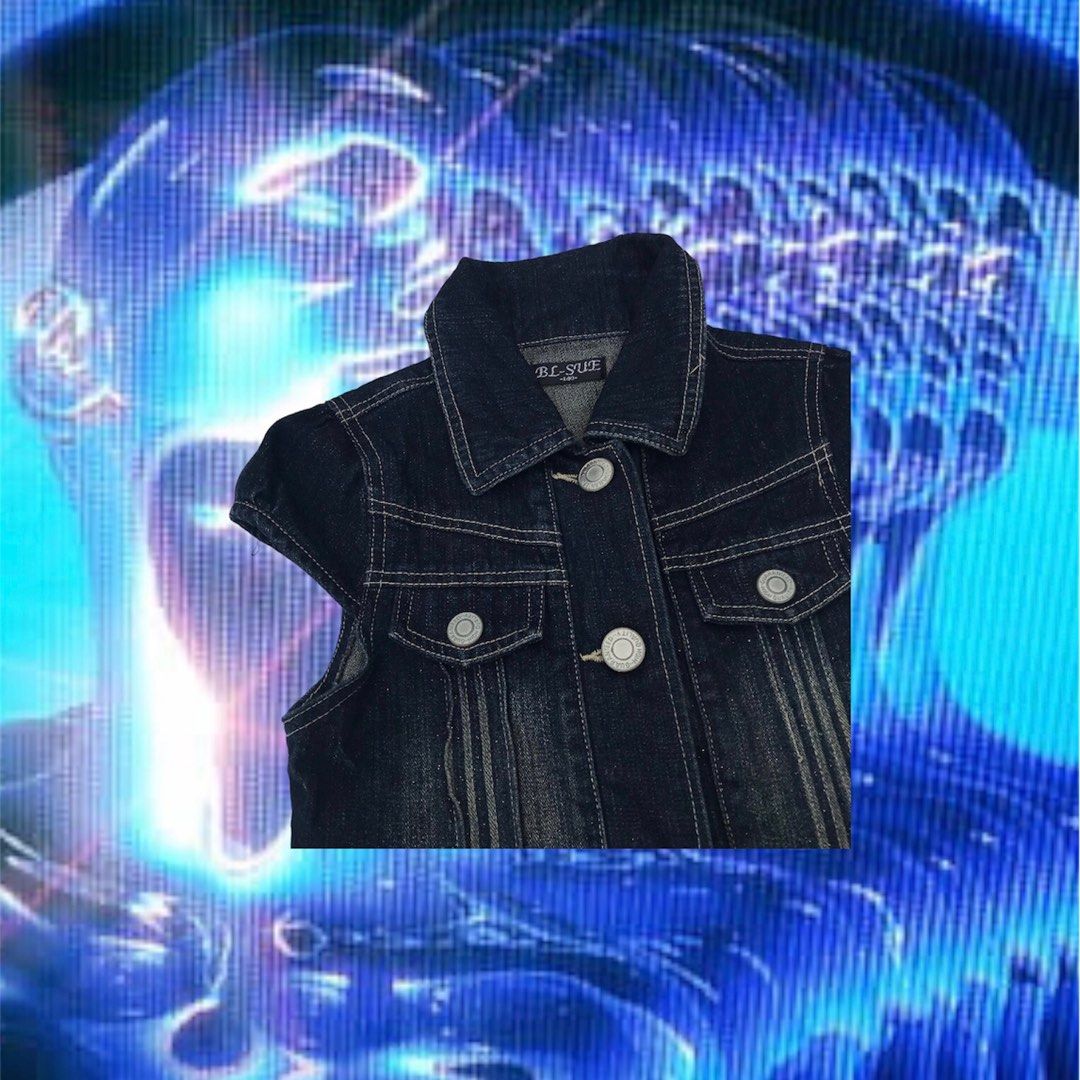 CYBERCORE Y2K DENIM TOP on Carousell