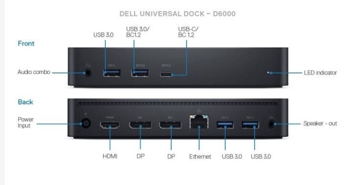 Dell Universal Dock - D6000 Docking station - connect up to three 4K ...
