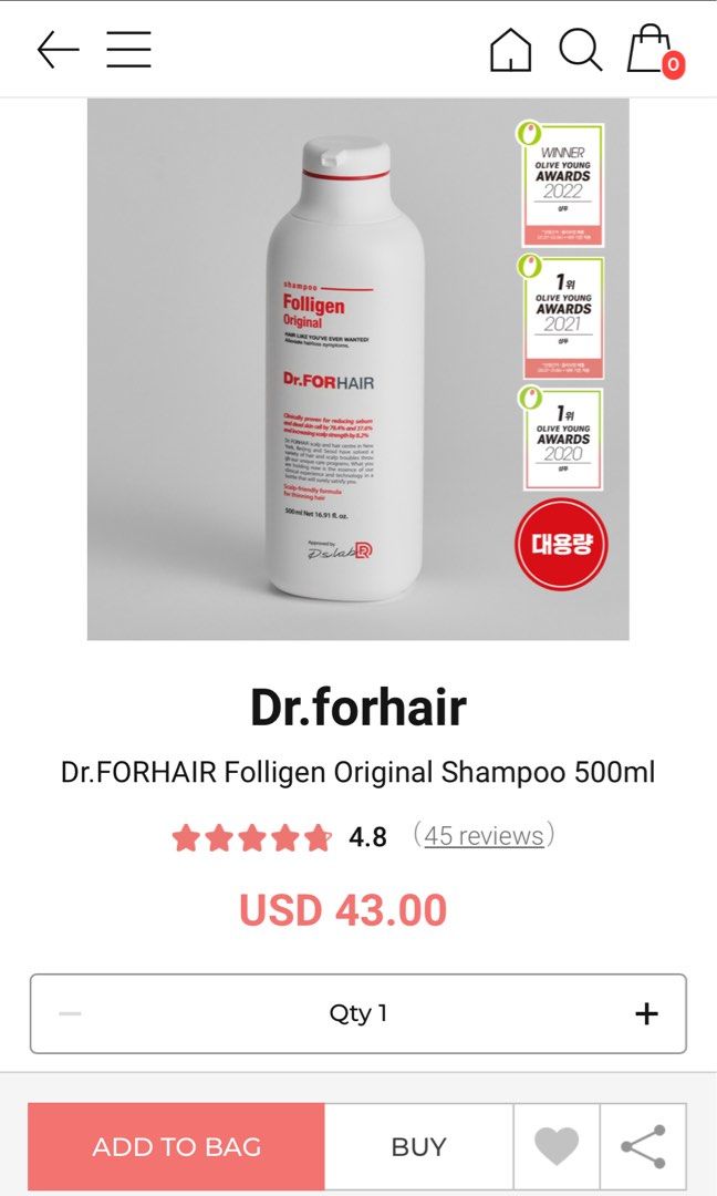 Dr.FORHAIR Folligen Original Shampoo, Beauty & Personal Care, Hair on ...