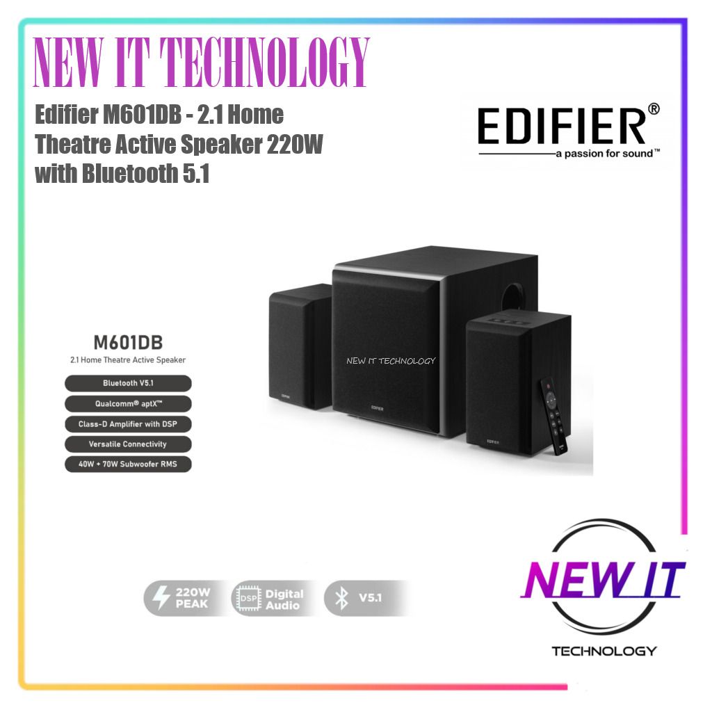Edifier M601DB - 2.1 Home Theatre Active Speaker 220W with Bluetooth 5. ...