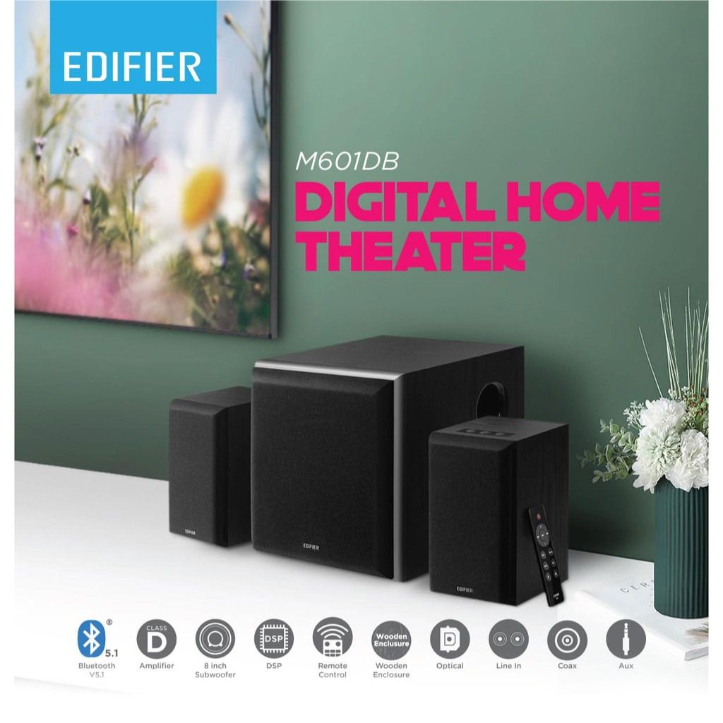 Edifier M601DB - 2.1 Home Theatre Active Speaker 220W with Bluetooth 5. ...