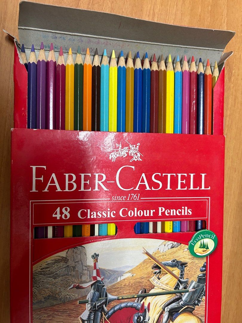 Faber-Castell 48 Classic Colour Pencils 輝柏嘉紅武士經典木顏色彩筆 卷筆刀 （48色）, 其他, 其他 ...