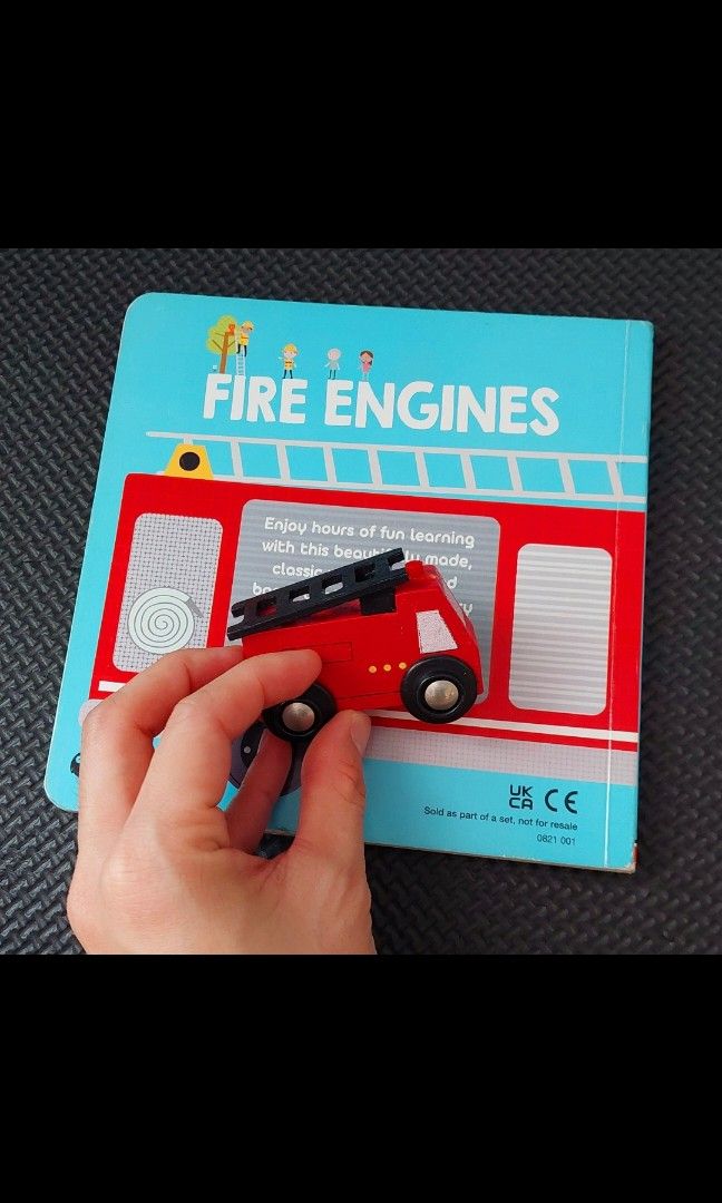 Fire engine book with small wooden fire engine toy, Hobbies & Toys ...