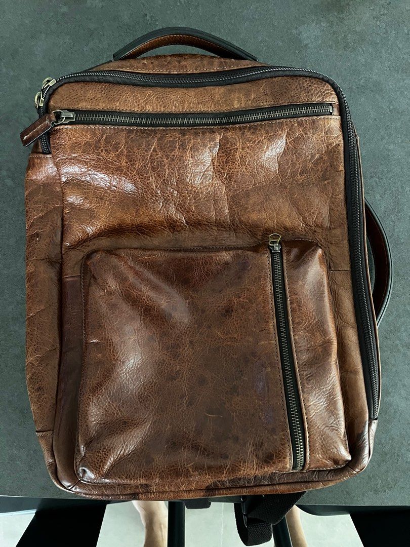 Fossil leather backpack, Men's Fashion, Bags, Backpacks on Carousell