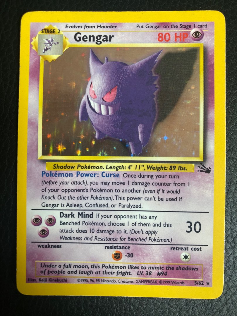 Gengar holo fossil WOTC vintage pokemon card tcg, Hobbies & Toys, Toys & Games on Carousell