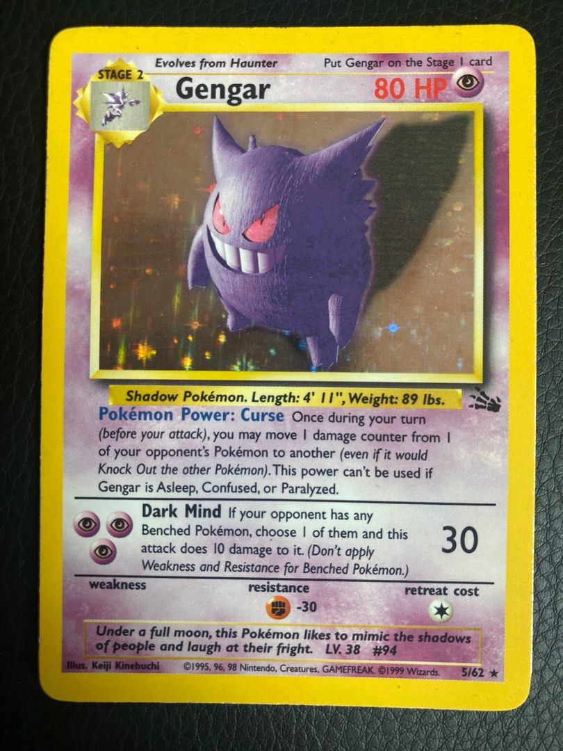 Gengar holo fossil WOTC vintage pokemon card tcg, Hobbies & Toys, Toys ...