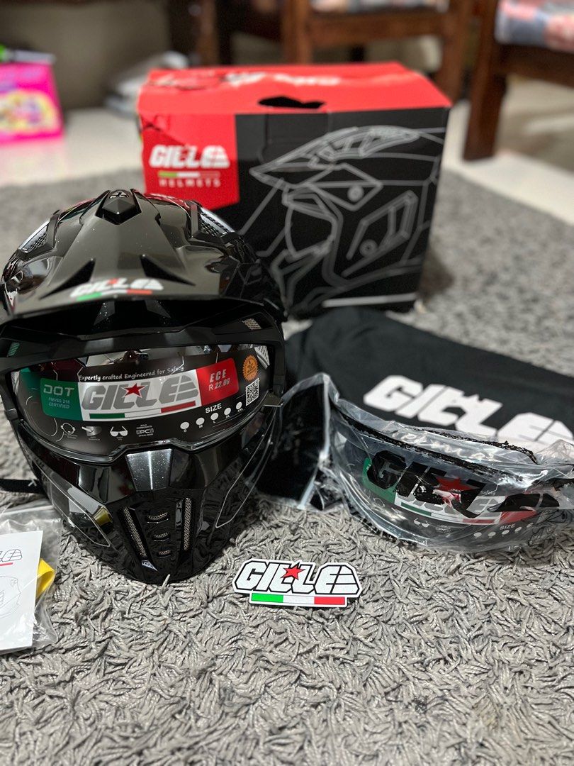 GILLE Squadron Helmet Modular Full Face Convertible to Half Face on ...