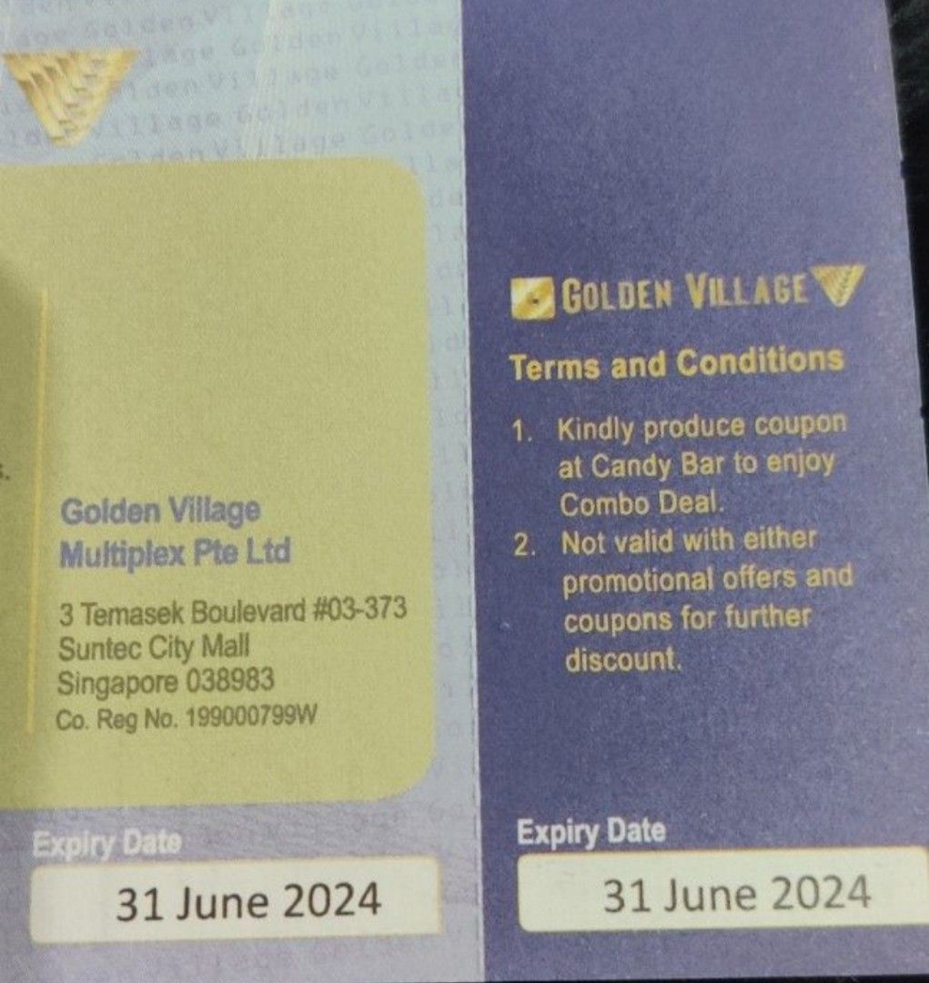 Golden Village movie ticket x4, Tickets & Vouchers, Local Attractions ...