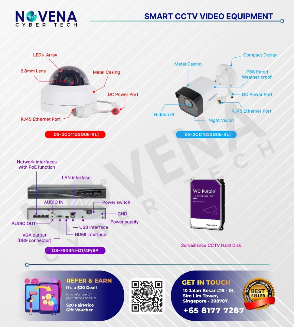 Hikvision / Dahua CCTV IP Camera Package - 4/8 Ch NVR with 1/2 TB and 2 ...