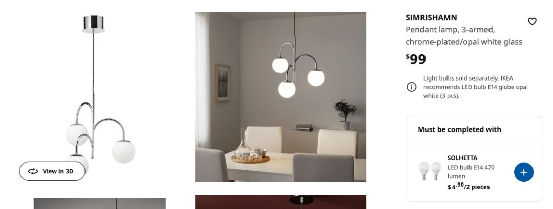 BRAND NEW Ikea Pendant Light Simrishamn, Furniture & Home Living ...
