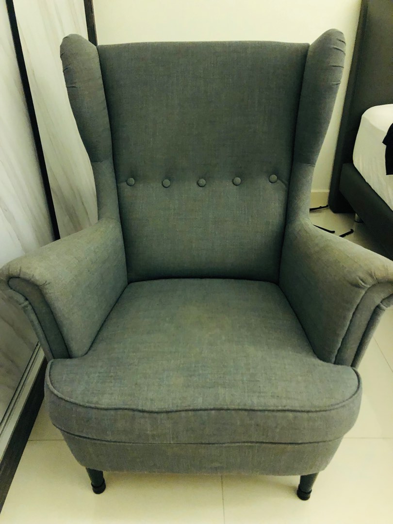 IKEA Strandmon Wing Chair in Dark Grey, Furniture & Home Living ...